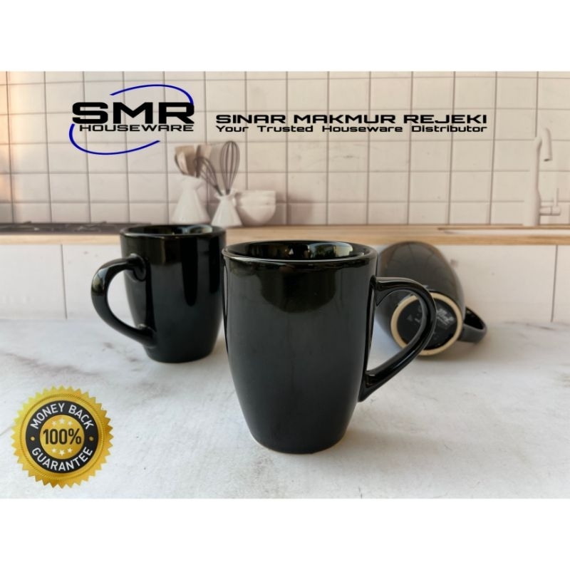 Jual [ HARGA PER 3 PCS ] GELAS MUG CANGKIR COREL WARNA HITAM KERAMIK ...