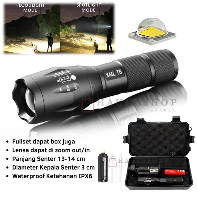 Jual SENTER LED SWAT XM-L2 YAO / XML-T6 BISA DI ZOOM SUPER TERANG BISA DI CAS WATERPROOF ...