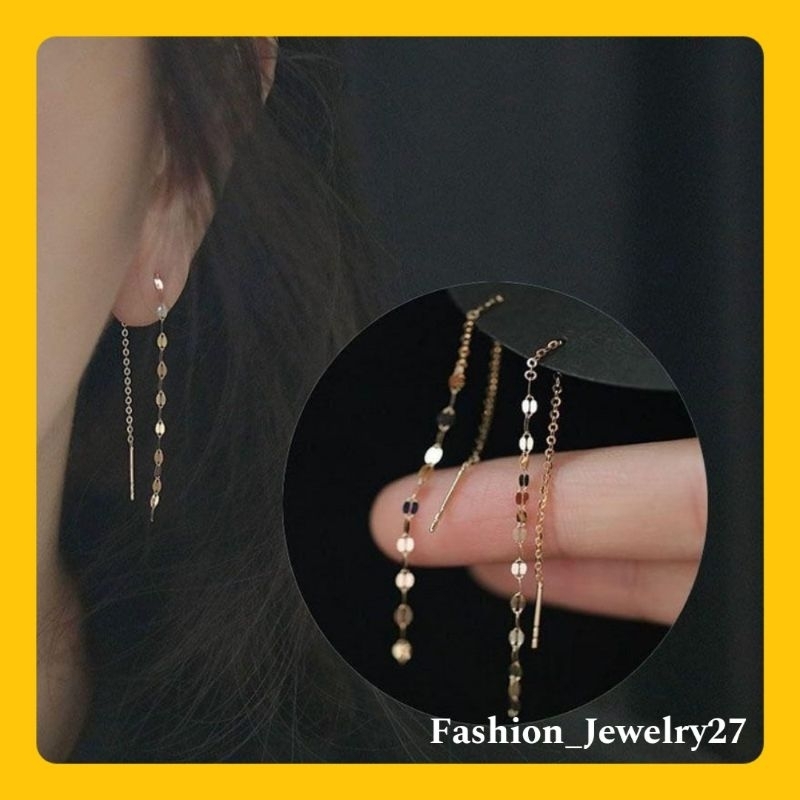 Jual Anting Wanita Titanium Rantai Pecah Kopi Anti Karat | Shopee Indonesia