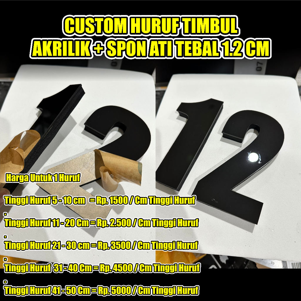Jual Huruf Akrilik Timbul Custom Warna Spon Eva 1CM + Akrilik 2MM Angka ...