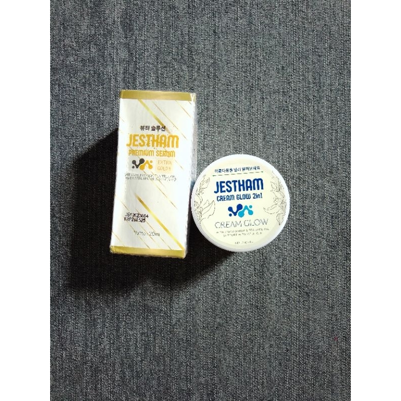 Jual Paket Glowing Jestham 2in1 cream glow+serum tranexamic+serum ...