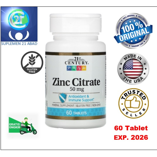 Jual Zinc Citrate 50 mg 21st Century 60 tablet | Shopee Indonesia