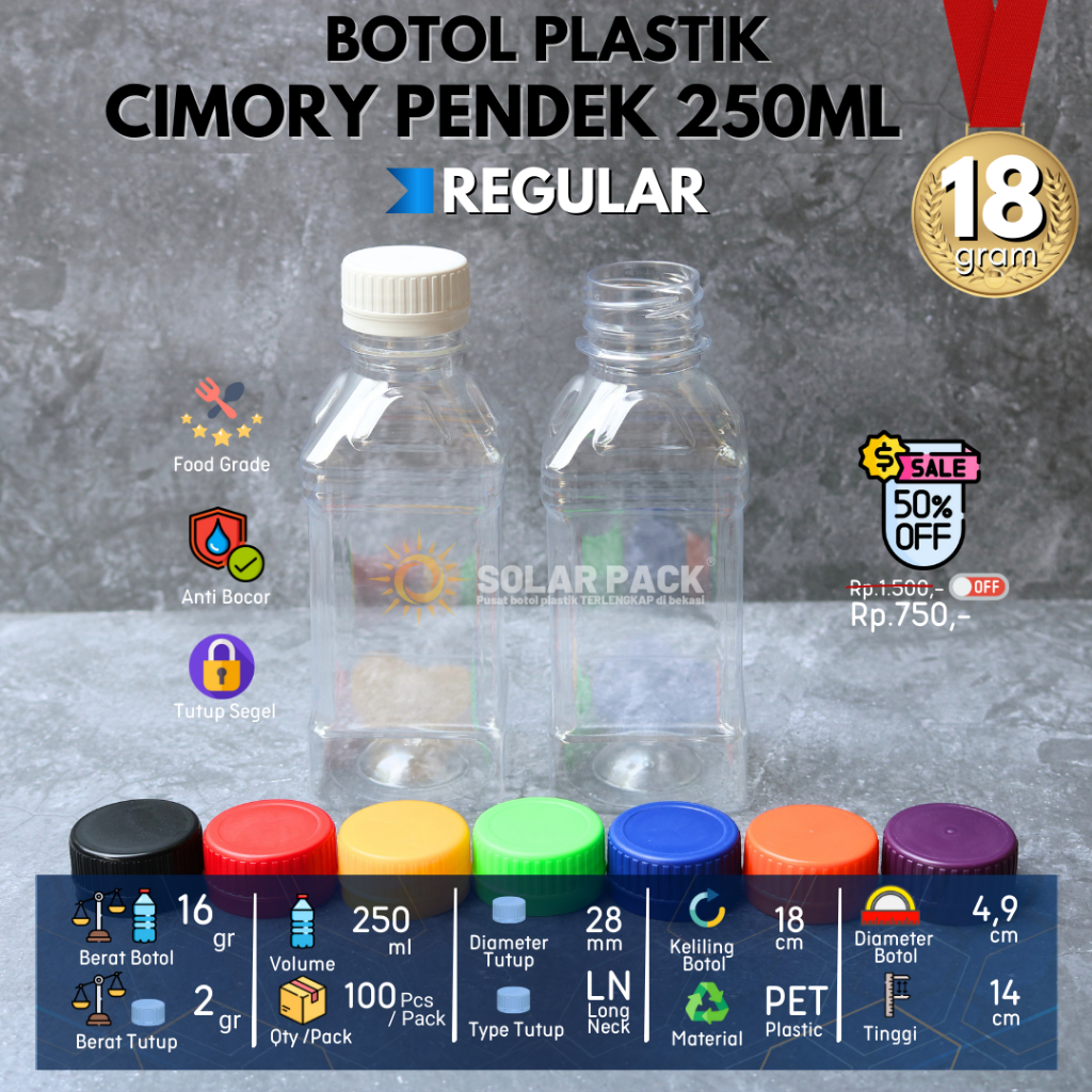 Jual Botol plastik PET 250ml cimori cimory pendek minuman mineral jus ...