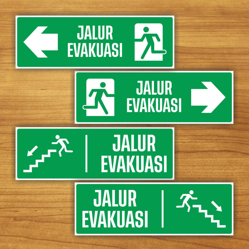 Jual Sticker Waterproof Petunjuk Jalur Evakuasi, Peringatan Evakuasi ...