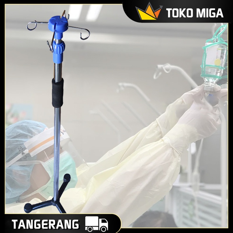 Jual Tiang Infus Stainless Dapat Ditarik 210cm Tiang Infus Roda Pengait ...