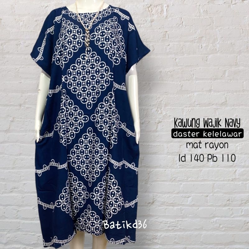 Jual Daster ct rayon tebal motif klasik biru navy putih murah etnik ...