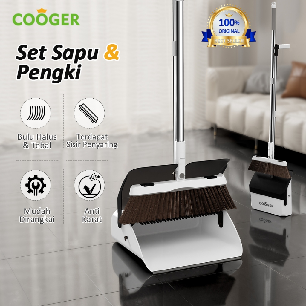 Jual COOGER Sapu Dan Pengki Set Sapu 2IN1 Luxury Broom Set Sapu ...