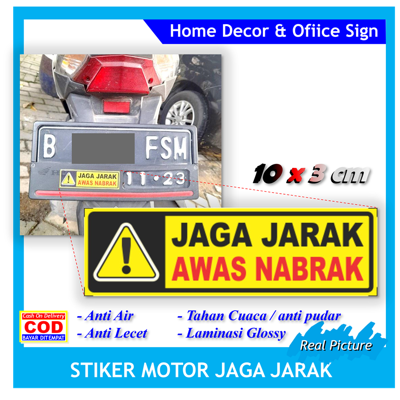 Jual Stiker label motor mobil jaga jarak kendaraan sticker anti nabrak ...