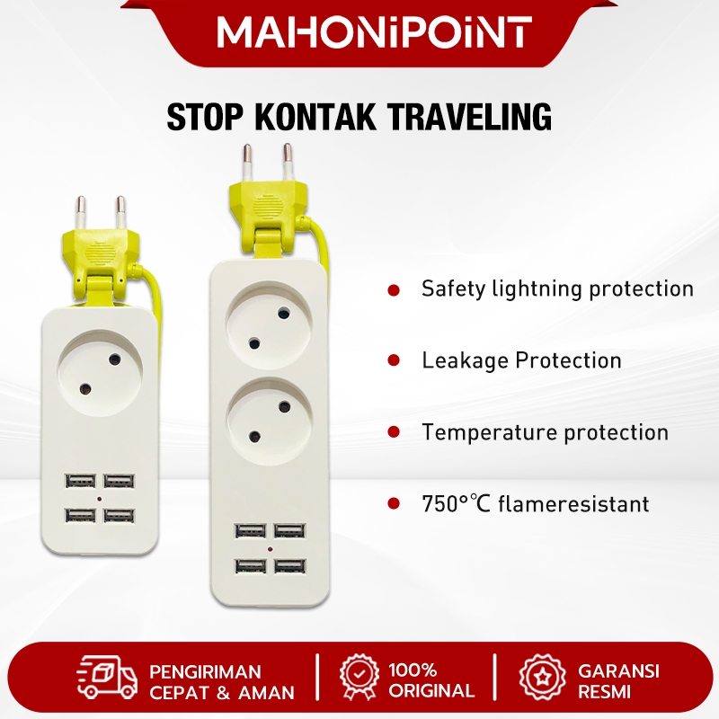 Jual Portable Stop Kontak Travel - 4 USB Port - Kabel 1,5 Meter/Stop ...