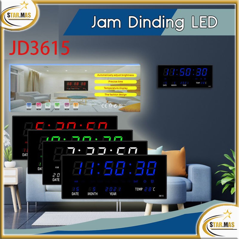 Jual JD- 3615 Jam Digital LED Clock Dinding / Meja Fitur Kalender Alarm ...