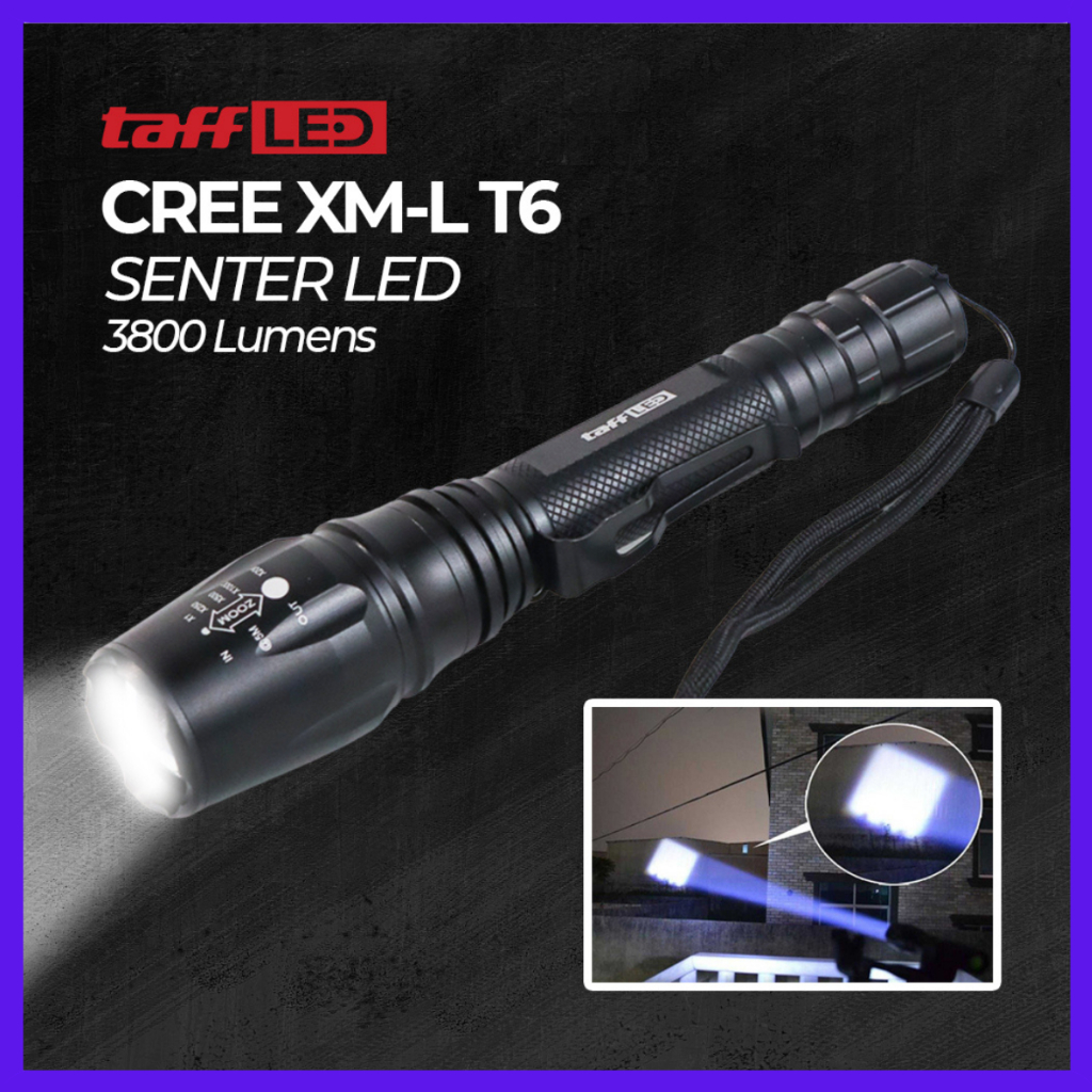Jual Senter LED Flashlight Cree XM-L T6 3800 Senter Super Terang ...