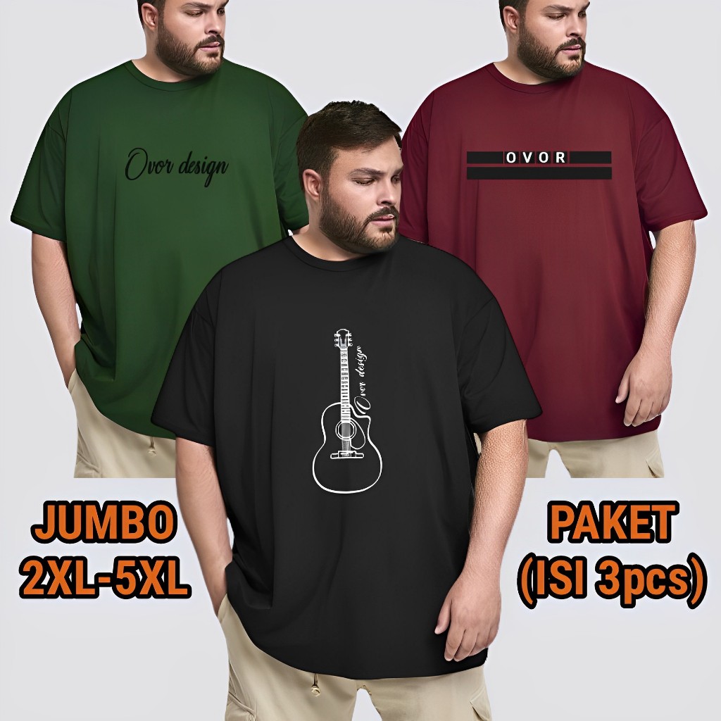 Jual (Isi 3pcs) KAOS PRIA JUMBO KAOS PRIA BIG SIZE KAOS JUMBO LENGAN PENDEK BAHAN KATUN 2XL-5XL ...