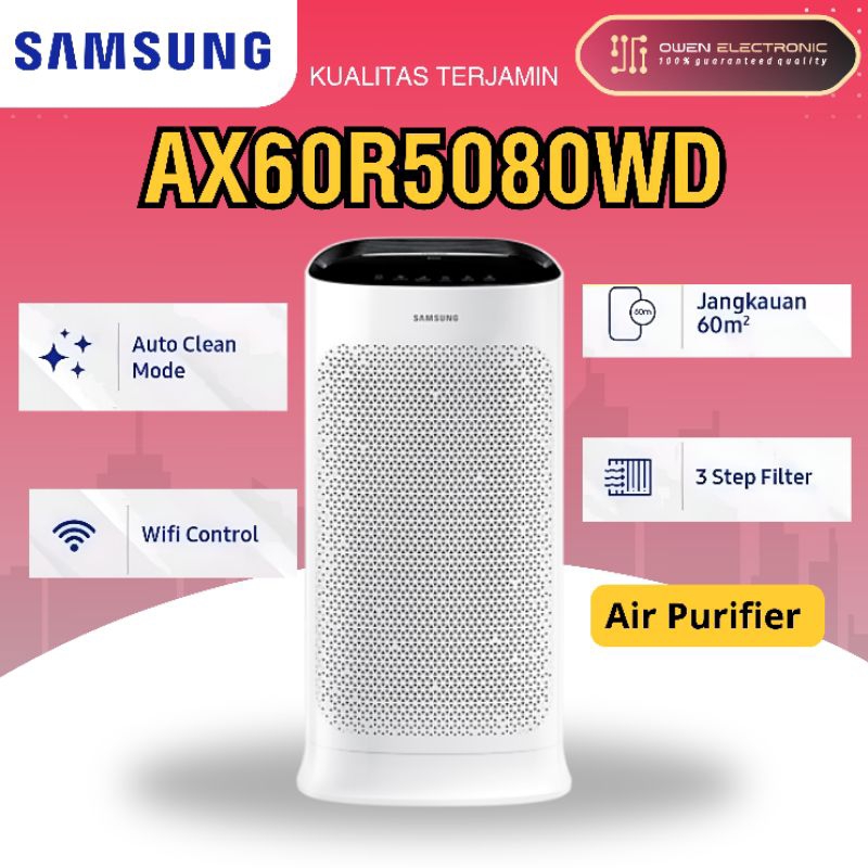 Jual SAMSUNG AIR PURIFIER AX60R5080WD with 3 Way airflow 60m2 | Shopee ...