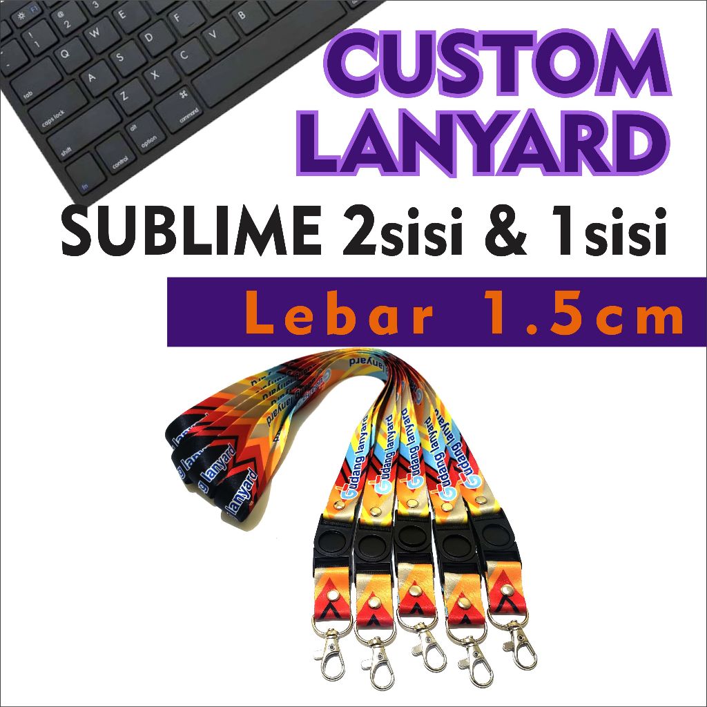 Jual Cetak lanyard Print sublim 1,5cm. ECERAN Kalung idcard Lanyard ...