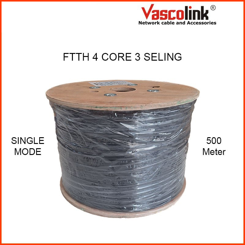 Jual Kabel Fiber Optic Drop Wire Vascolink FTTH 4 core - 1 Roll 500 ...