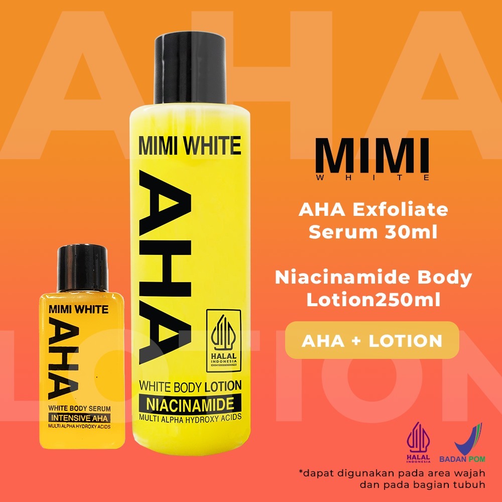 Jual MIMI WHITE AHA Serum 30 ml + Body Lotion Niacinamide 250 ml ...