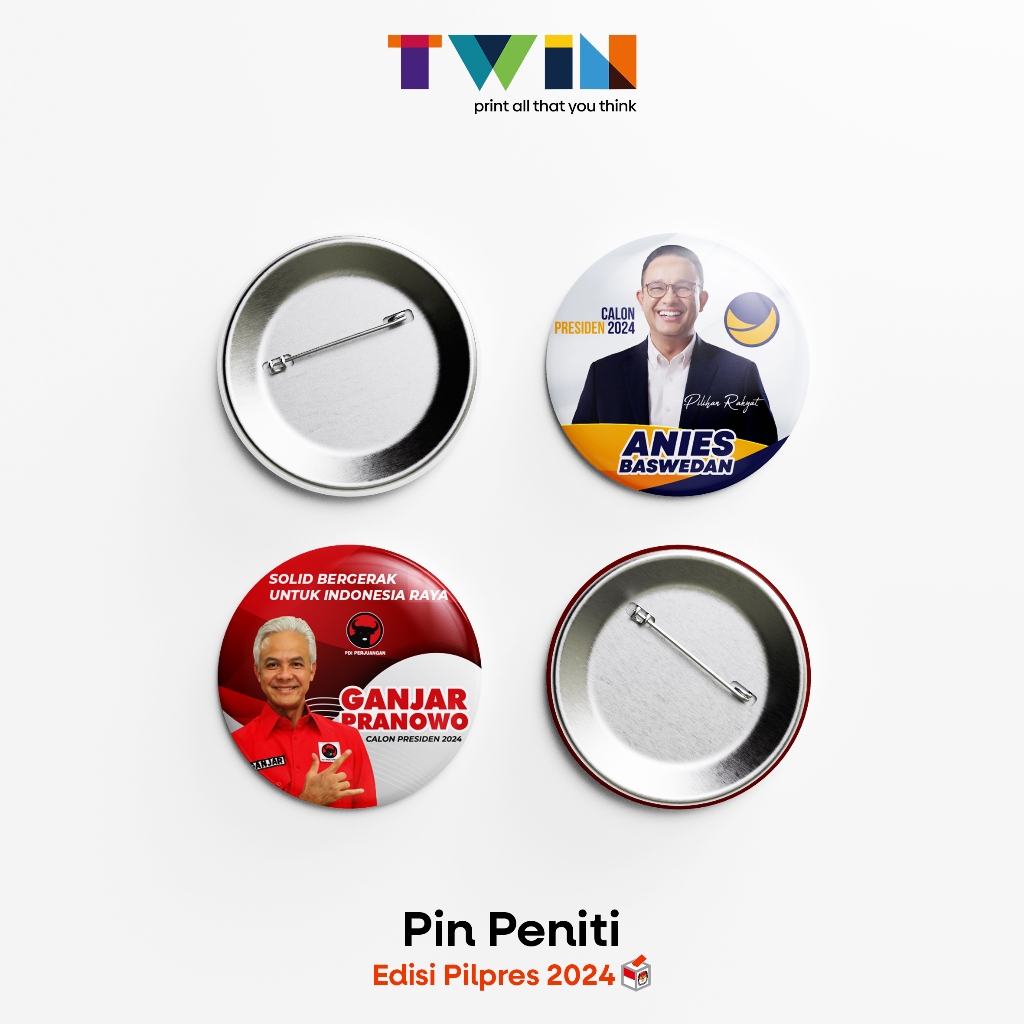 Jual TWIN ADVERTISING Cetak Pin Peniti Kampanye Pemilu Pilpres 2024 ...