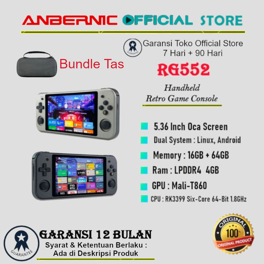 Jual ANBERNIC RG552 Retro Video Game Console Dual systems Android Linux ...