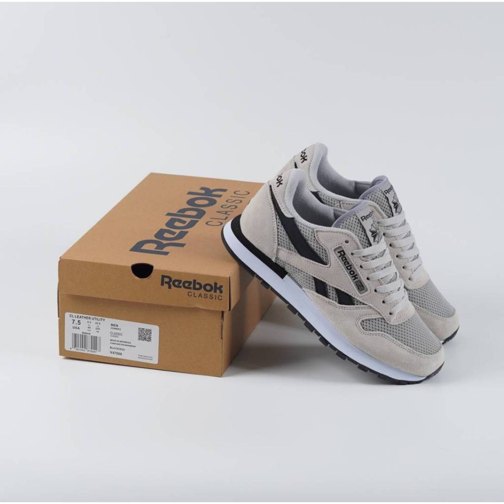 Jual SEPATU CLASSIC LEATHER UTILITY GREY WHITE BLACK | Shopee Indonesia
