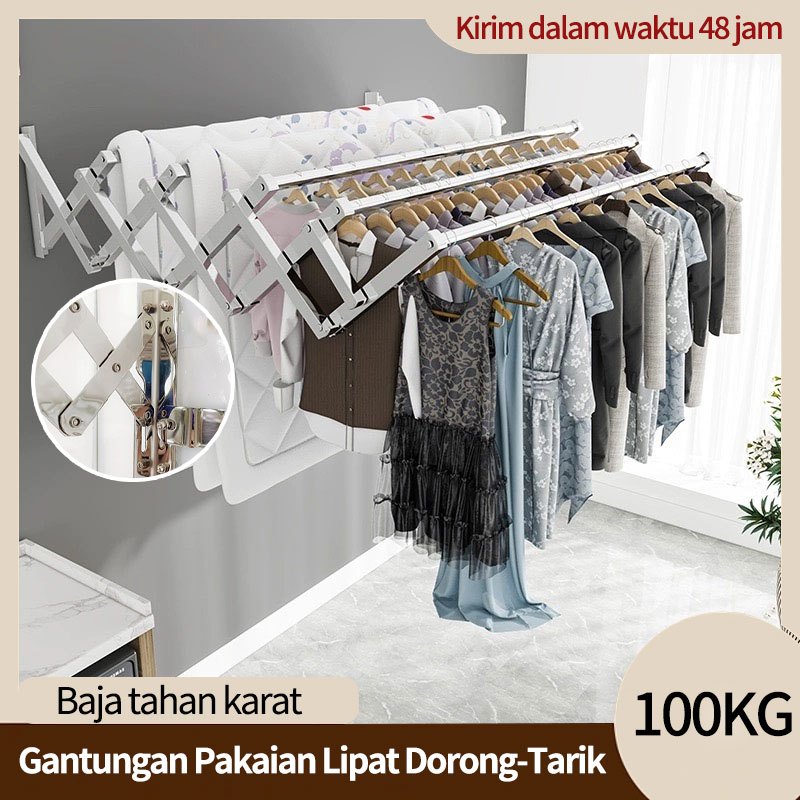 Jual Jemuran baju pakaian dinding 200CM / Jemuran dinding stainless ...