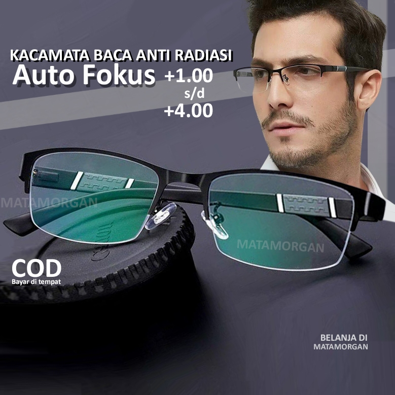 Jual Kacamata Baca Auto Focus Plus Anti radiasi Semi Rimless Premium ...