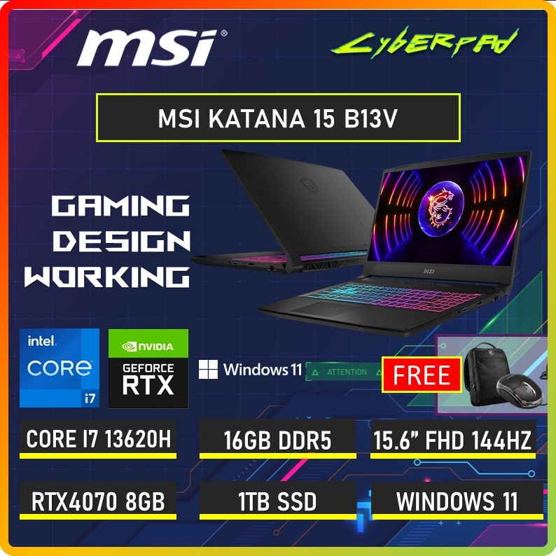 Jual MSI Katana 15 B13V RTX4070 8GB i7 13620H 16GB 1TBSSD Full HD IPS ...