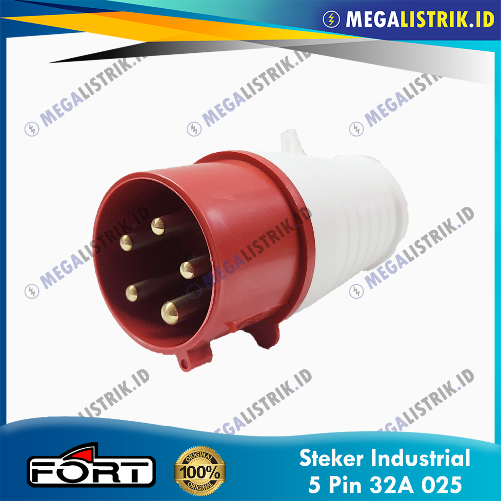 Jual FORT STEKER INDUSTRIAL 5 PIN 32A / PLUG GENSET 5 PIN / KAKI 3P+N+E ...
