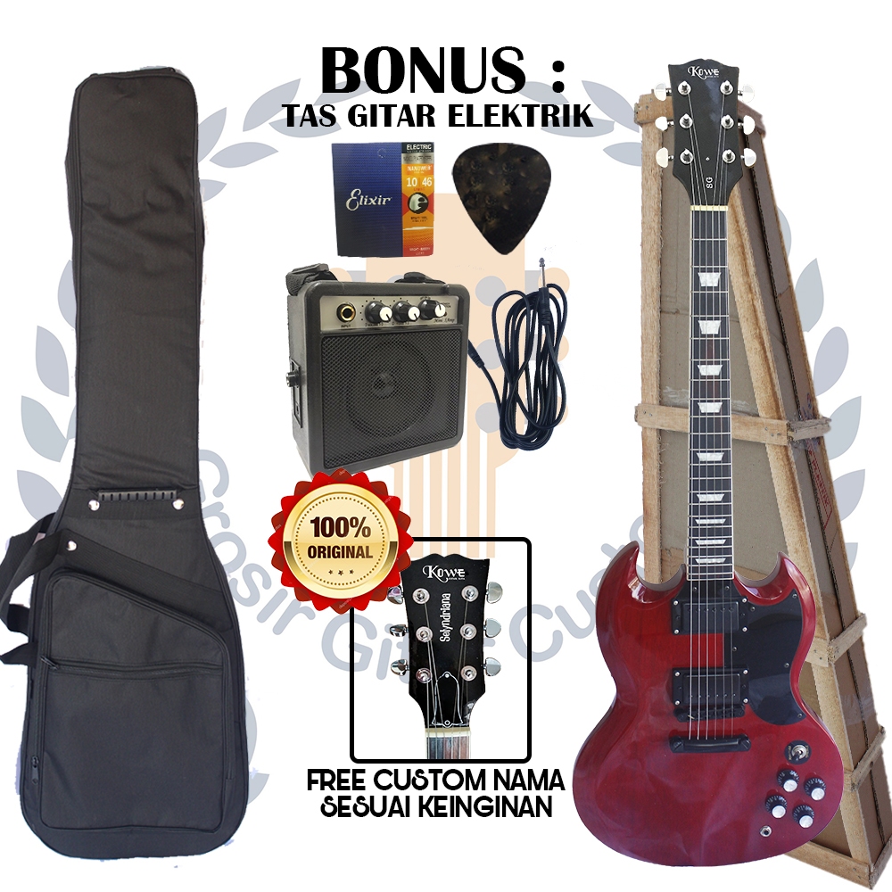 Jual Gitar Elektrik Merk KOWE seri SG Paket Komplit Packing Kayu ...