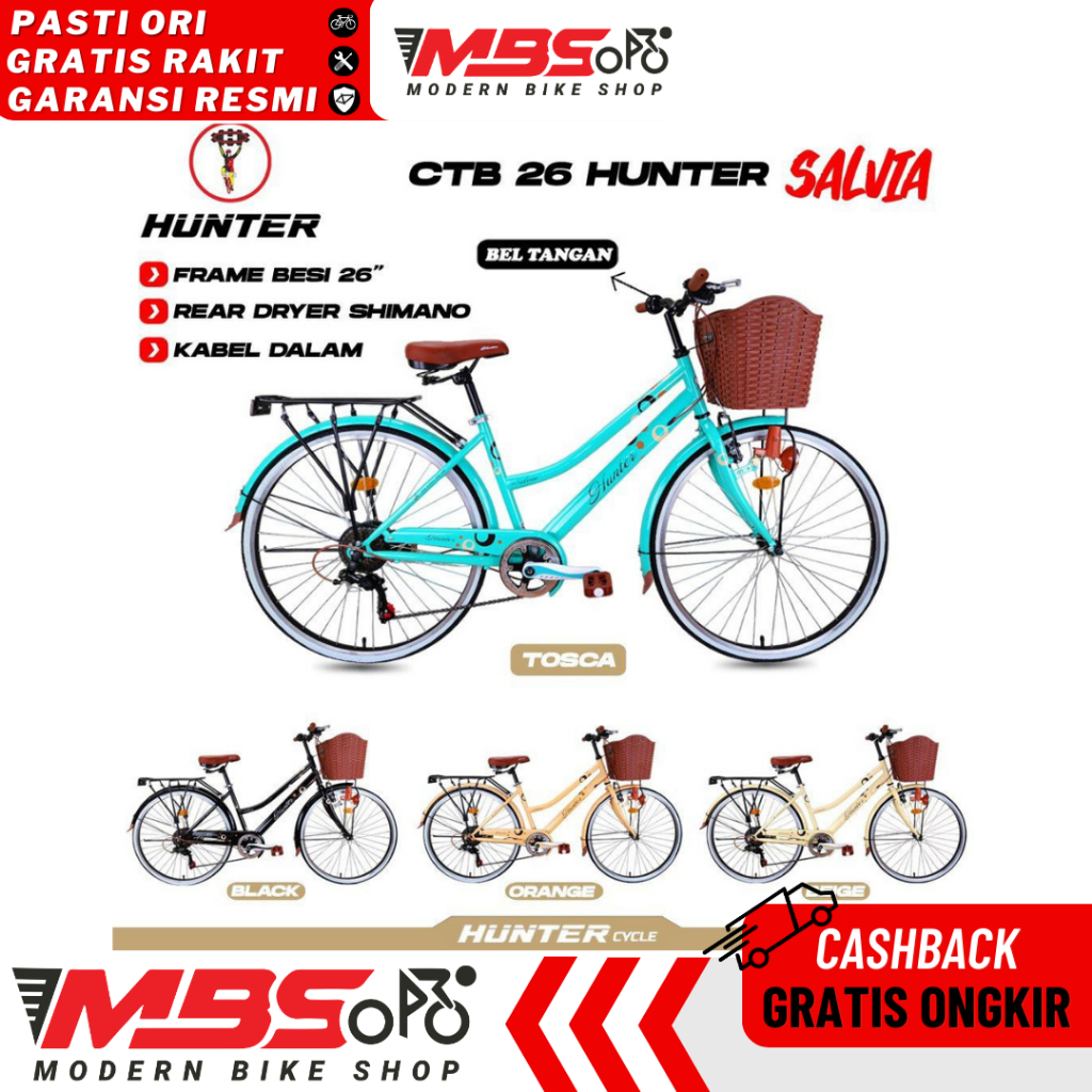Jual SEPEDA PEREMPUAN DEWASA REMAJA MINI 26 INCH HUNTER SALVIA OPERAN ...