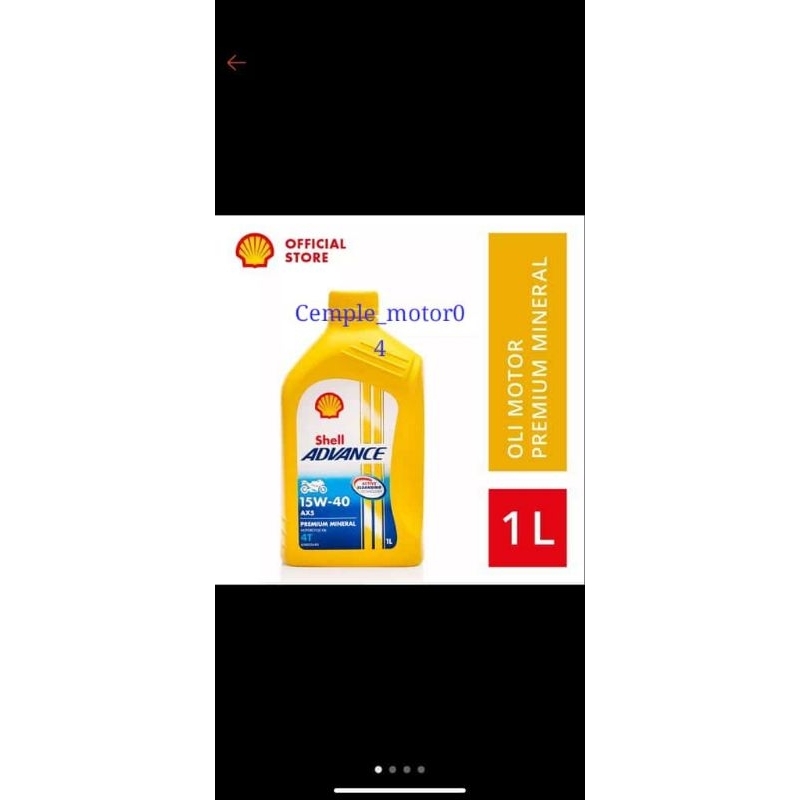 Jual Oli Motor Shell Advance Ax5 4T 1ltr SAE 15W-40 | Shopee Indonesia