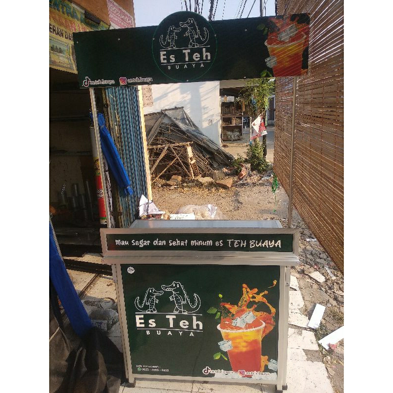 Jual Meja Lipat Booth Jualan Es Teh Minuman Makanan dengan Tutup Pintu ...
