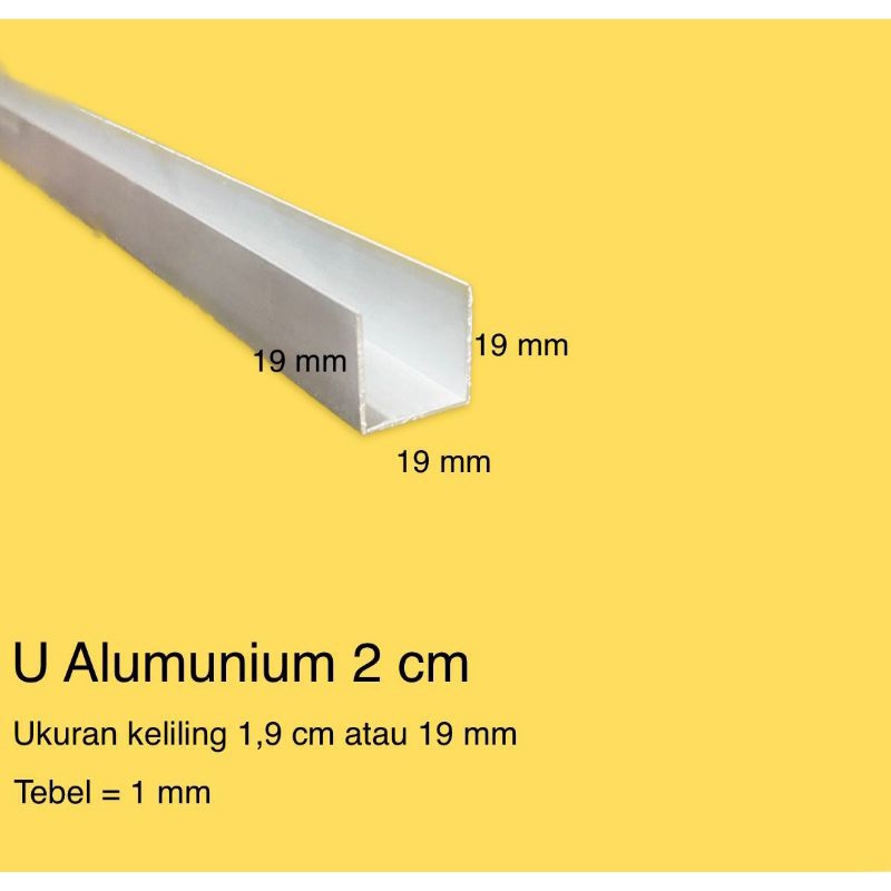 Jual Lis U almunium 2 cm U tali air U profil tembok | Shopee Indonesia