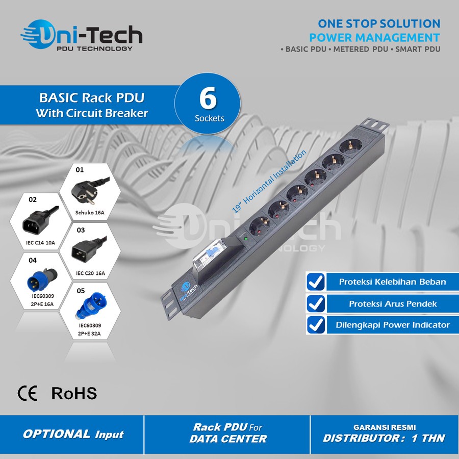 Jual PDU 6 Socket Germany With MCB - Basic PDU 6 Holes / Outlet Socket ...