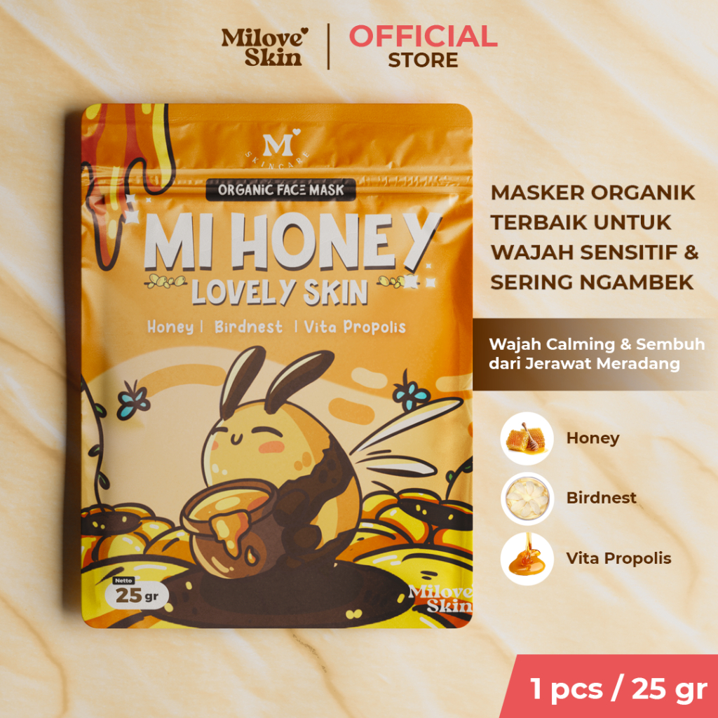 Jual Milove Skin - Mi Honey (Masker Wajah Organik Solusi Jerawat, Glowing, Bopeng, Dan lainnya ...