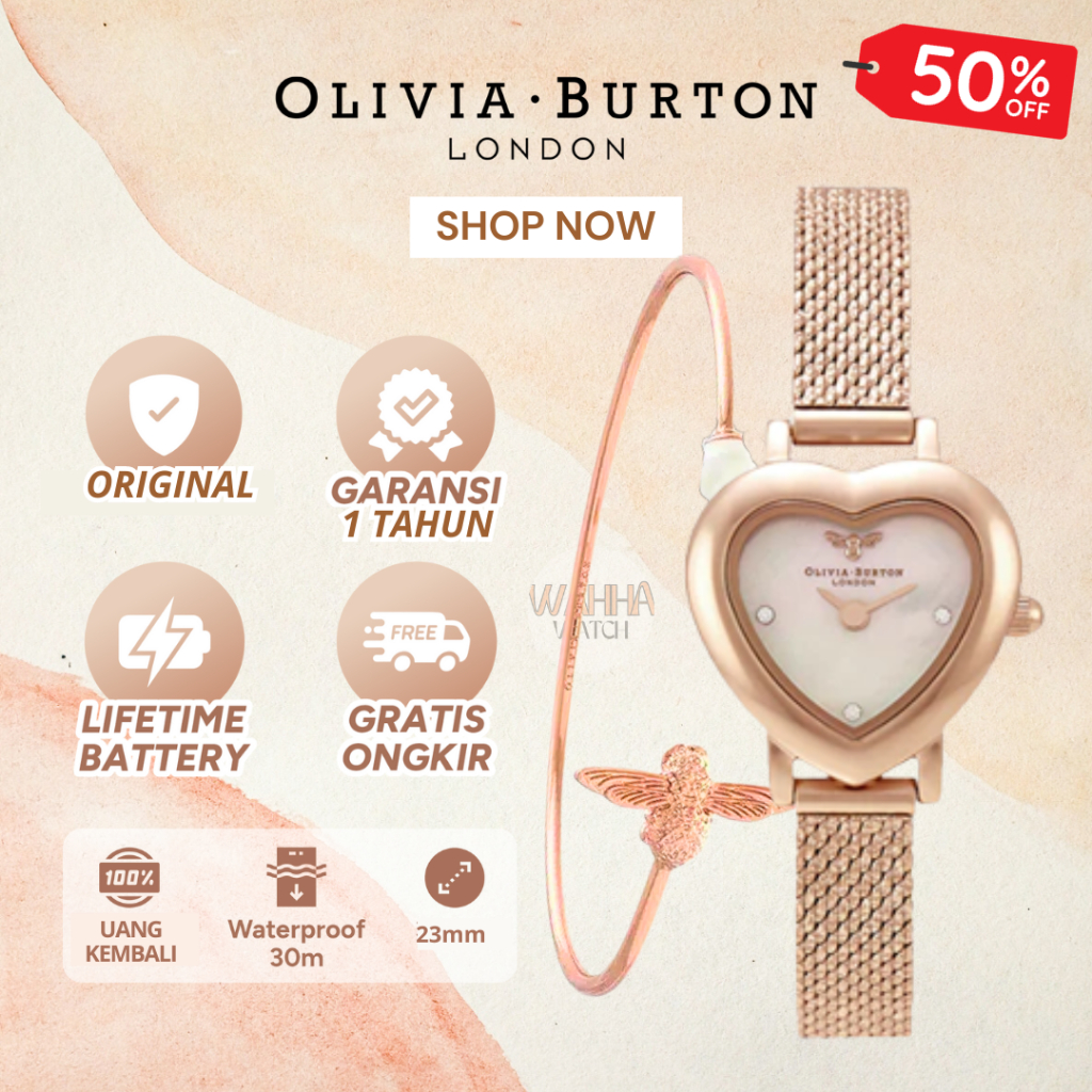 Jual Jam Tangan Olivia Burton Mini Heart Rosegold Boucle Watch ...