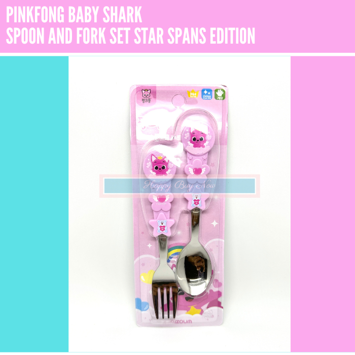 Jual Pinkfong Baby Shark Spoon and Fork Set Star Spans Edition / Sendok ...