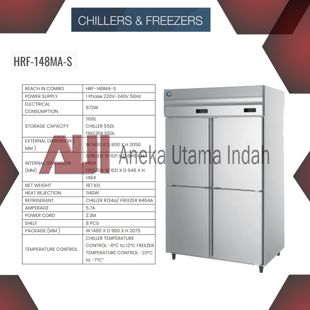 Jual Hoshizaki HRF-148MA-S SS Kitchen Upright Combi Freezer Chiller 4 Pintu | Shopee Indonesia