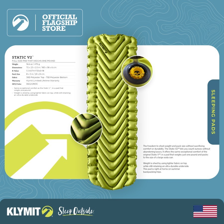 Jual Klymit Static V2 Sleeping Pad | Shopee Indonesia