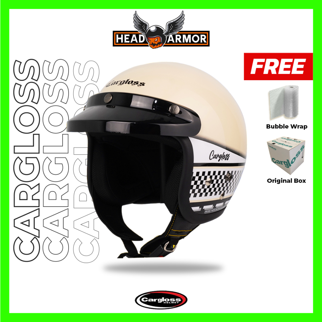 Jual Helm Cargloss CFM Motif Chesis | Helm Retro | Half Face | Head ...