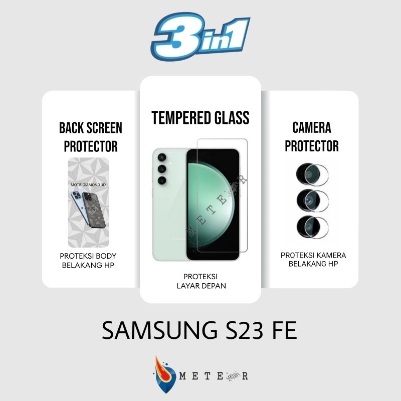 Jual SAMSUNG S23 FE 5G PAKET 3 IN 1 ANTI GORES TEMPERED GLASS SKIN ...