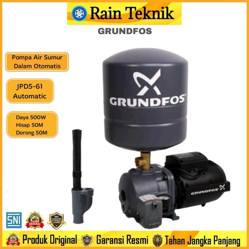 Jual Pompa Air GRUNDFOS JPD5-61 Otomatis Sumur Dalam 500 Watt Hisap ...