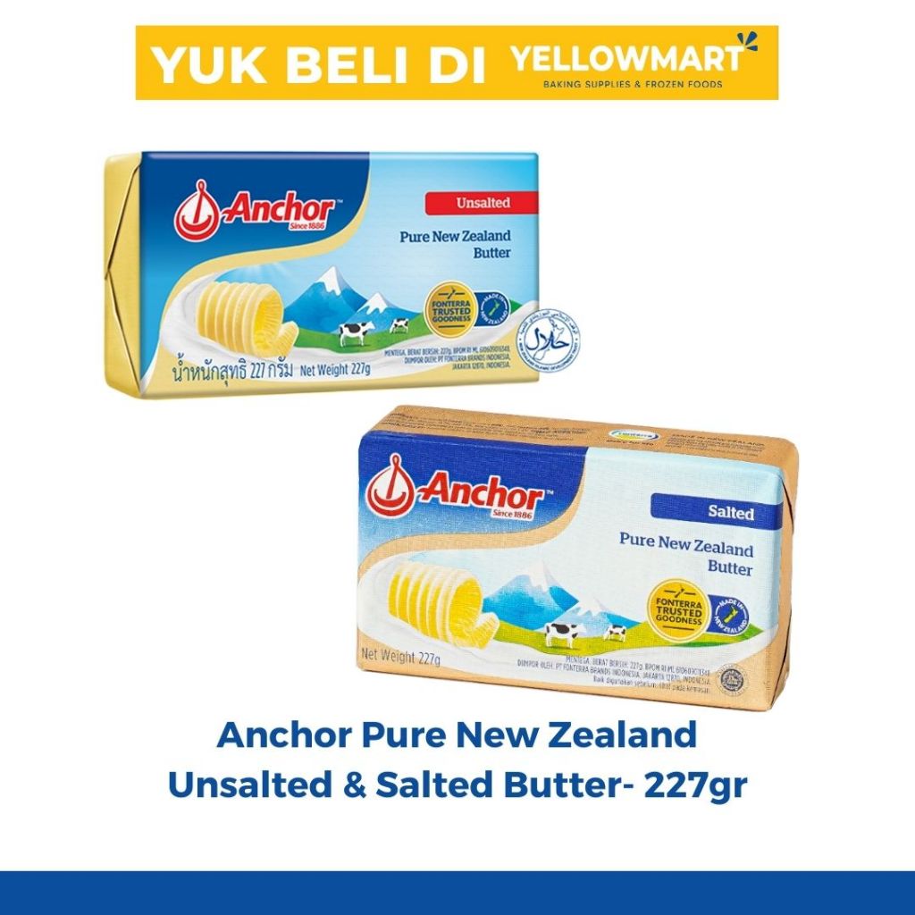 Jual Anchor Pure Newzealand Unsalted & Salted Butter - 227gr | Shopee ...
