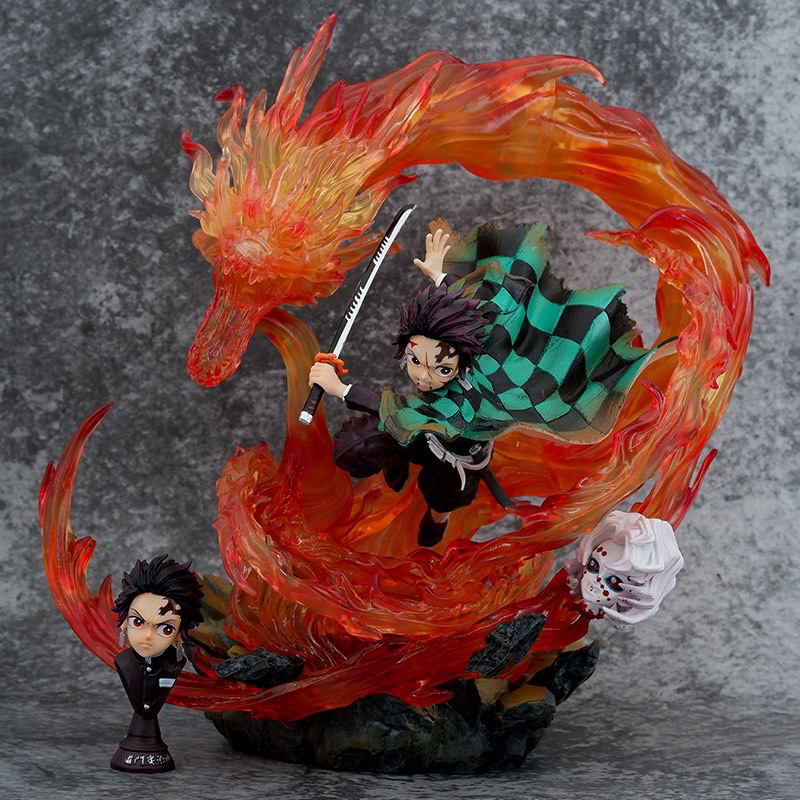 Jual Action Figure Demon Slayer Tanjiro GK Fire Dragon LED | Shopee ...