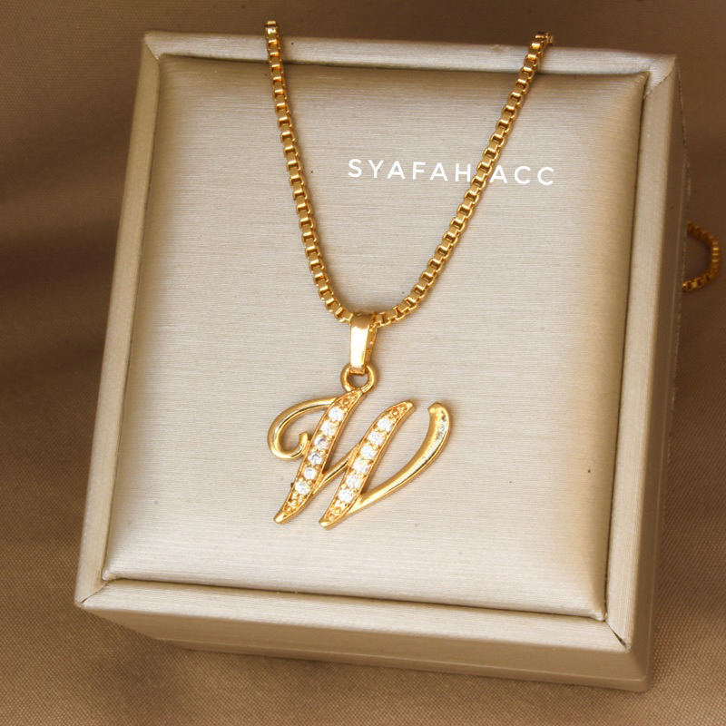 Jual Kalung Huruf Inisial Nama Lapis Emas (set kalung dan bandul huruf ...