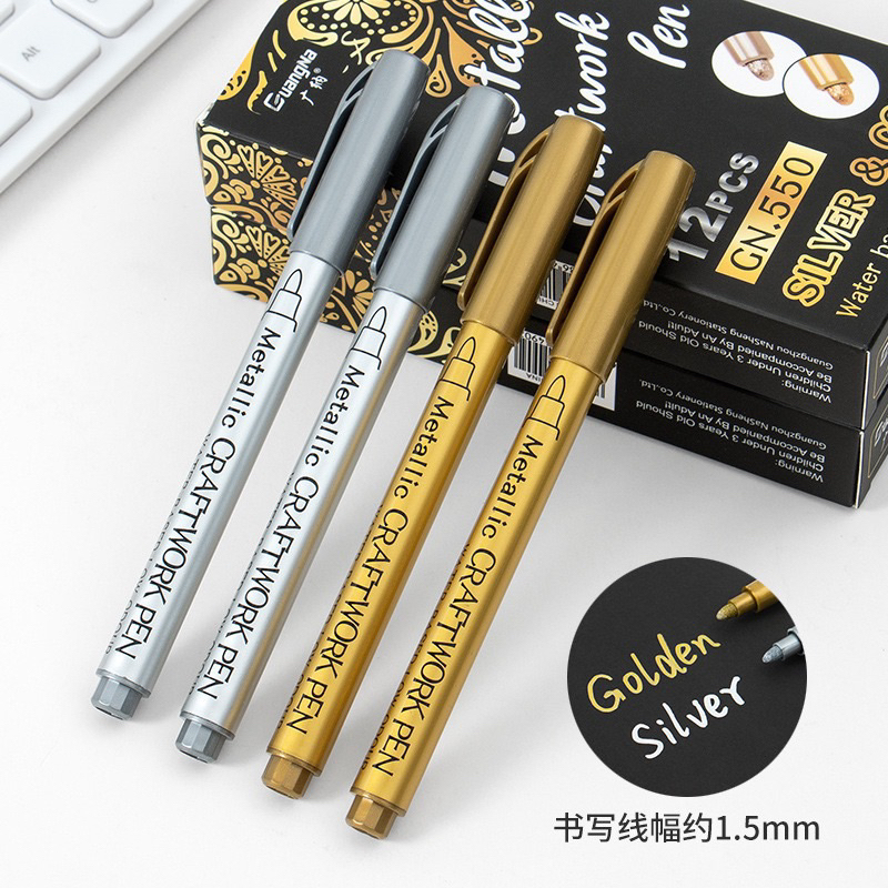 Jual Delunashop marker Pena Spidol Tinta Metalik Emas Perak silver ...