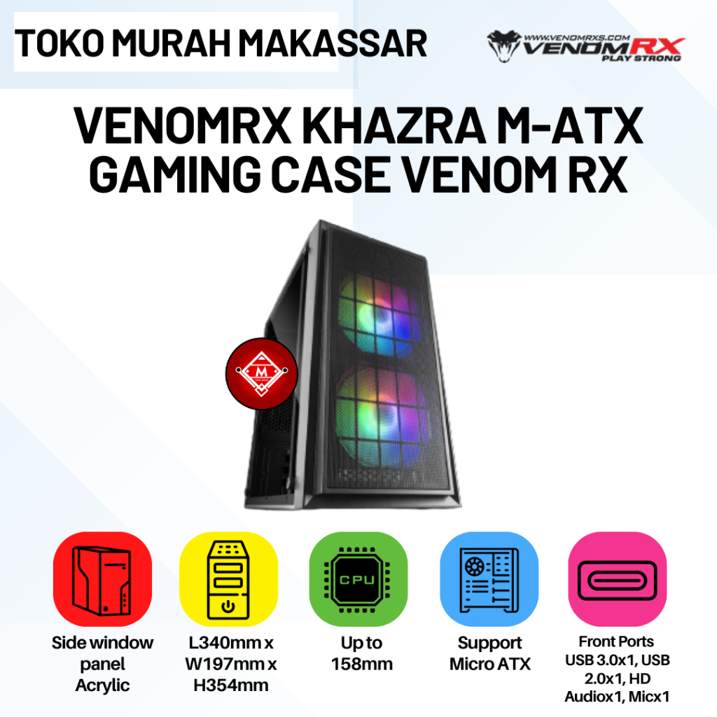 Jual VENOMRX KHAZRA M-ATX GAMING CASE VENOM RX / VENOM RX CASE KHAZRA ...