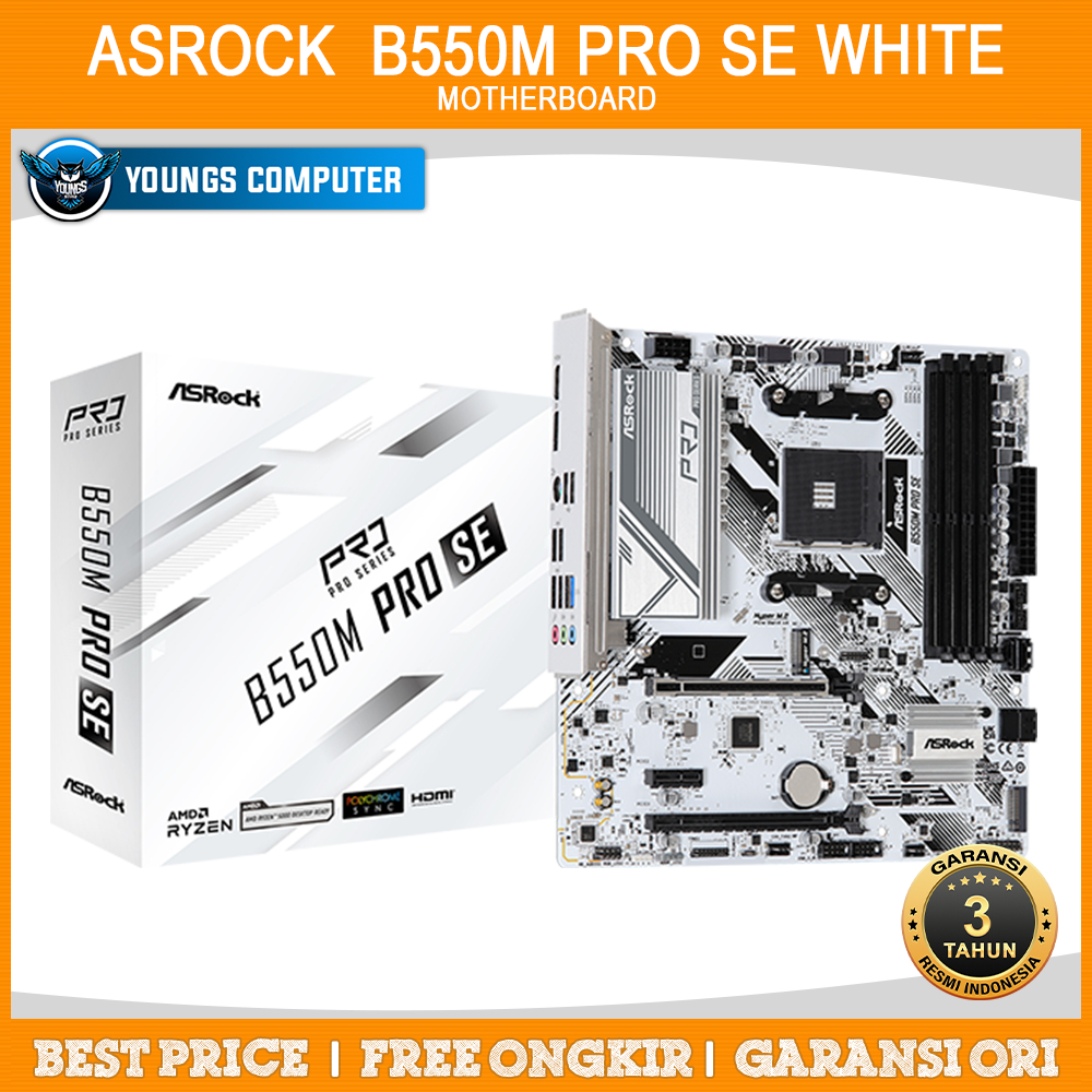 Jual ASROCK B550M PRO SE WHITE | MOTHERBOARD AMD PRO565 B550 AM4 DDR4 ...