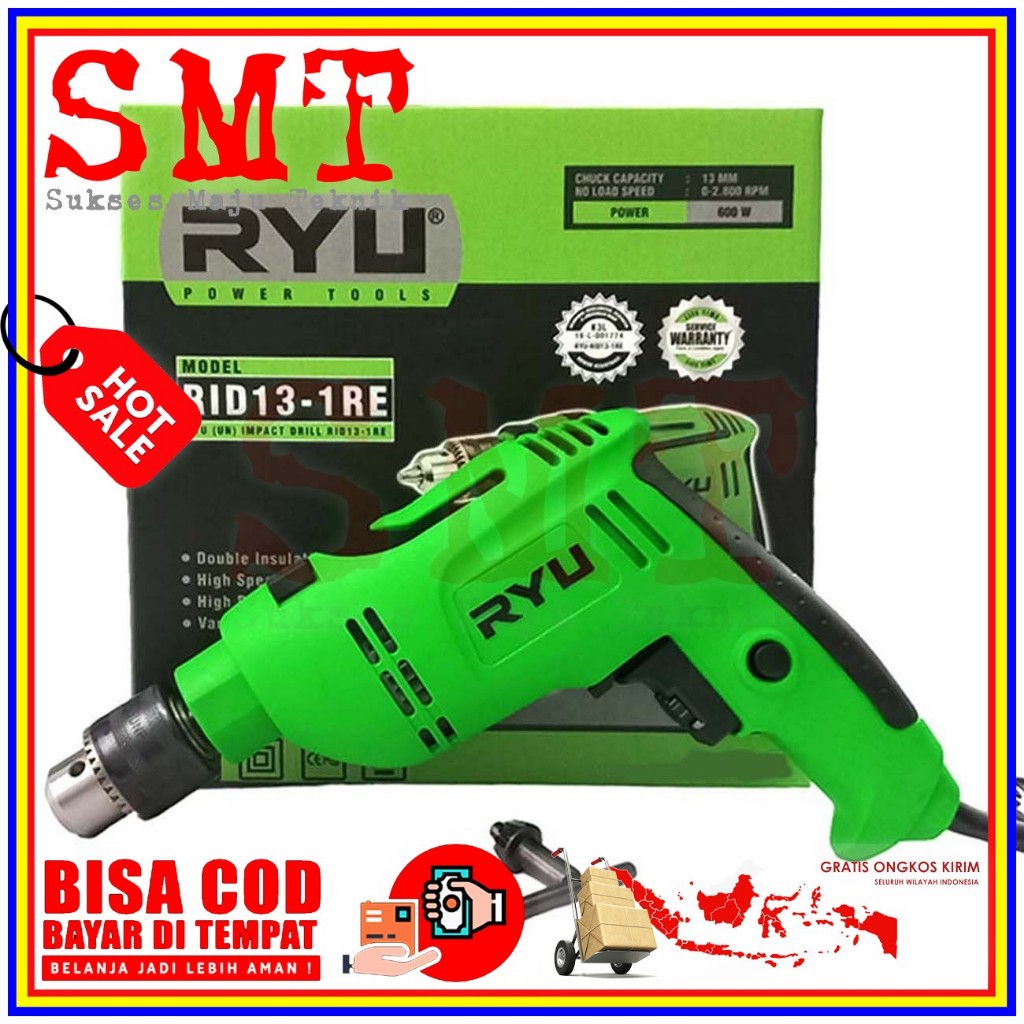 Jual Ryu Electric Impact Drill RID13-1RE Mesin Bor Beton Kayu Besi 13mm ...
