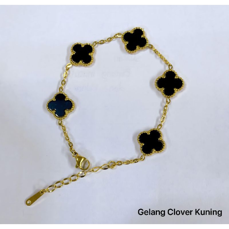 Jual Gelang Kalung Clover Titanium Kuning Mata Hitam Viral | Shopee ...