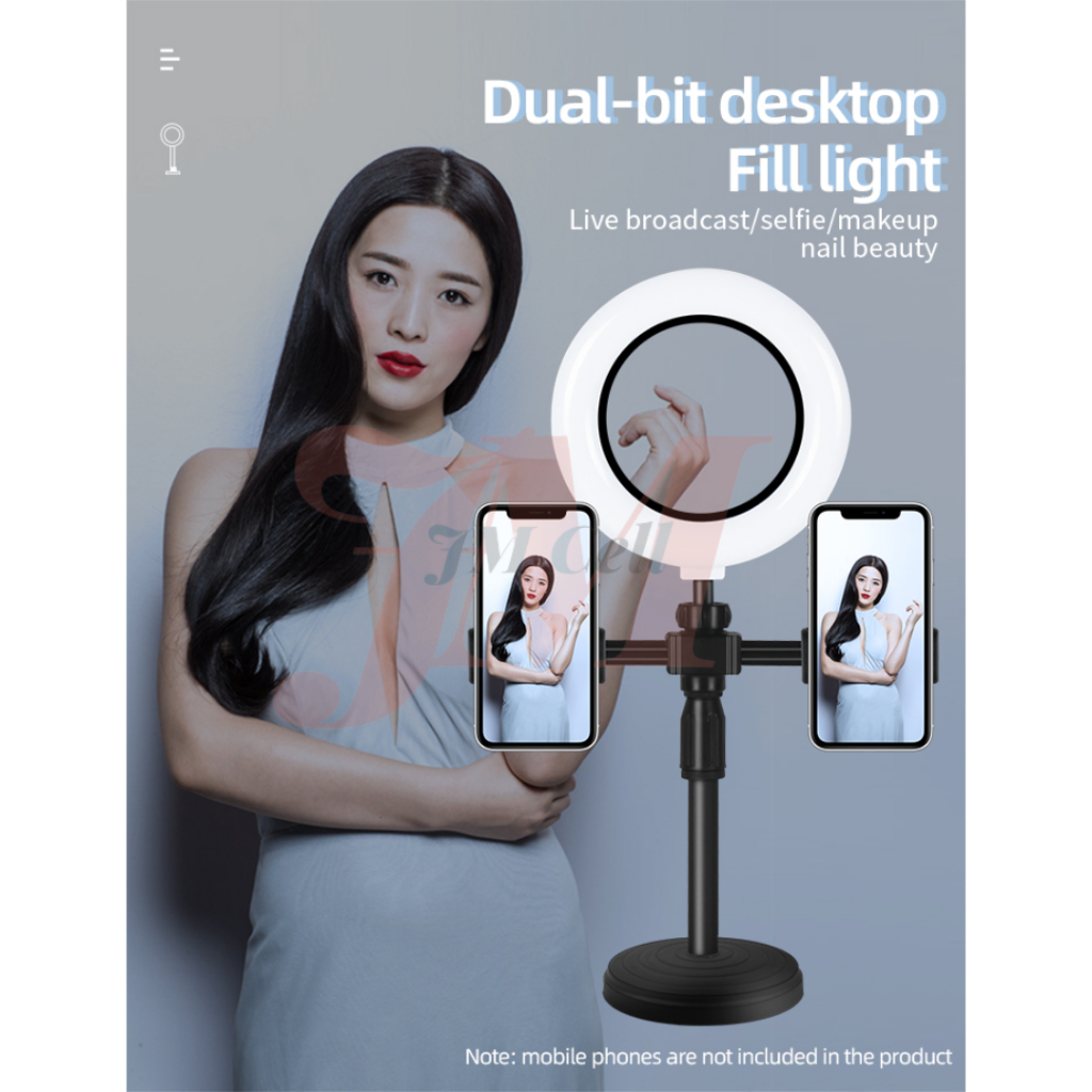 Jual Ring light 16cm + Tripod Free 2 Holder Hp Ring light Tripod Mini ...
